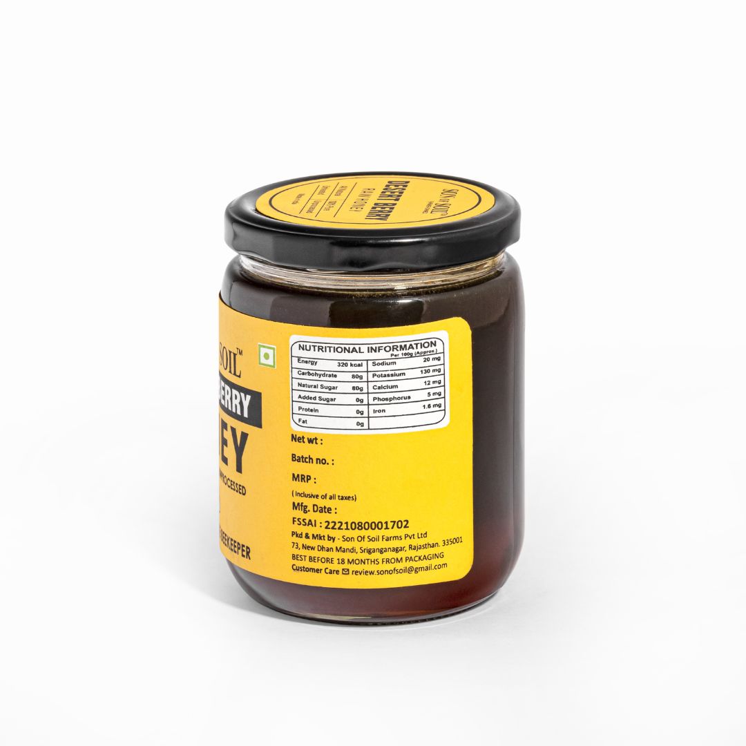 SON OF SOIL Desert Berry Honey |Pure Unprocessed and Unpasteurized Wild ...